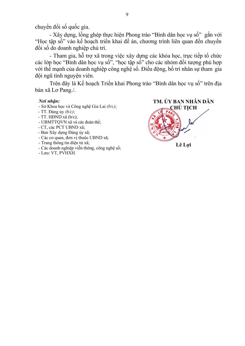 Kế hoạch số 770/KH-UBND ngày 18 tháng 9 năm 2025 của UBND xã Lơ Pang về Triển khai Phong trào ...